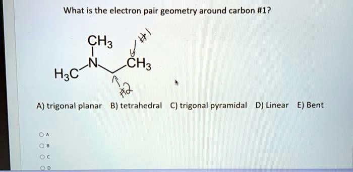 what is the electron pair geometry around carbon 1 ch3 ch3 h3c a ...