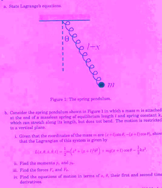 [GET ANSWER] a. State Lagrange's equations. 1-x 771 Figure 1: The ...