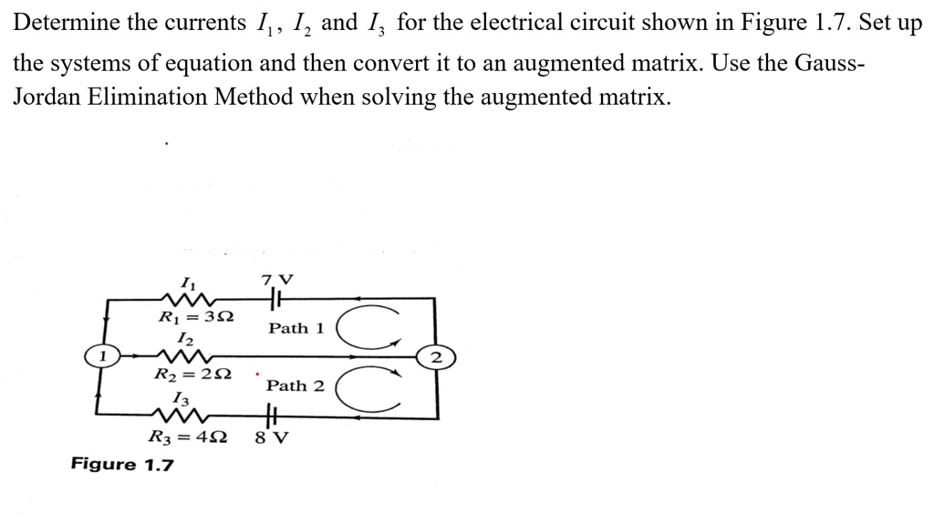SOLVED: Determine the currents I,, I, and I, for the electrical circuit ...