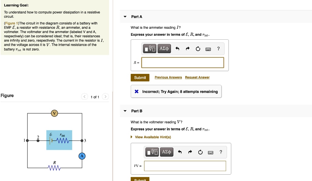 learning goal to understand how compute power dissipation in resistive circuit part a figure ...