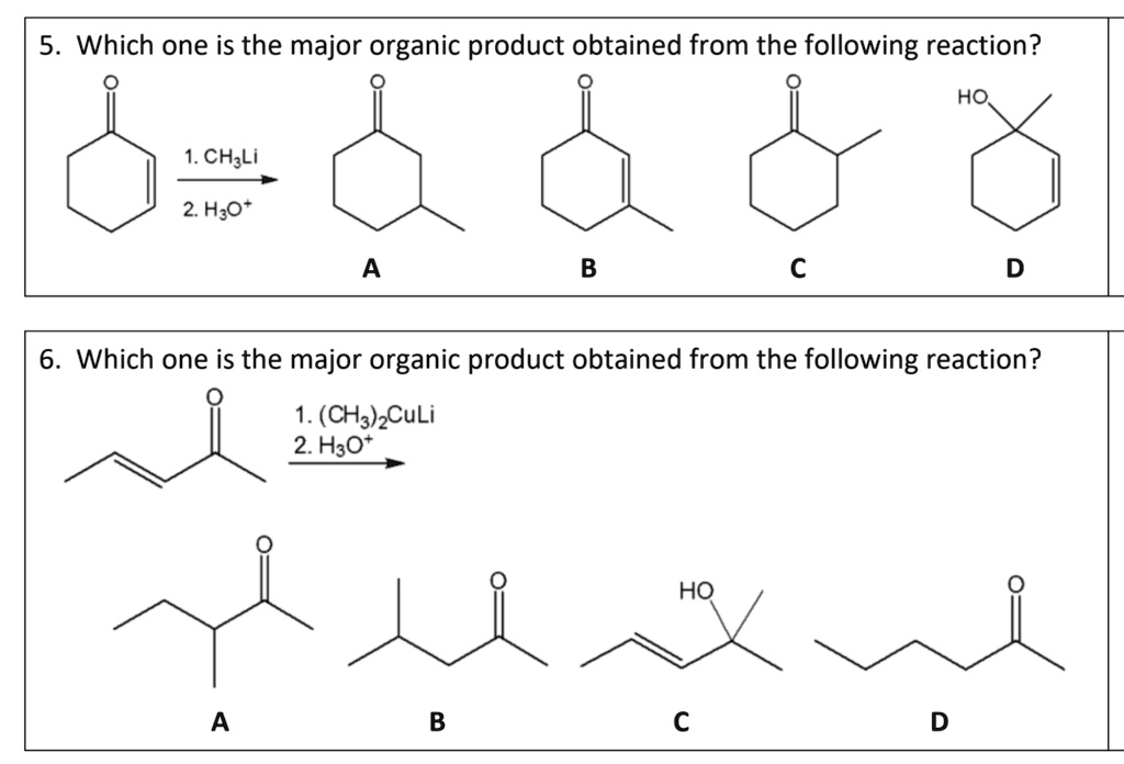 Solved 5 Which One Is The Major Organic Product Obtained From The