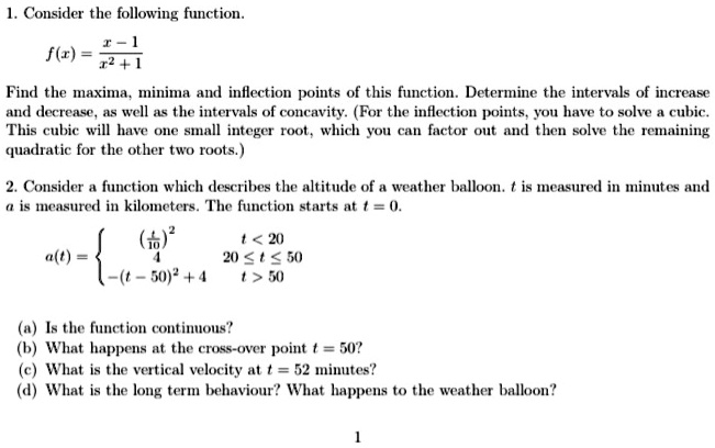 SOLVED: 1. Consider the following function. f(r) 1 + Find the maxima ...