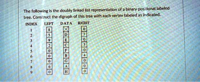 Solved The Following Is The Doubly Linked List Representation Of A Binary Positional Labeled 6138