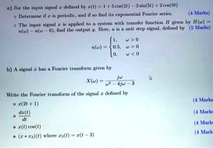 SOLVED: For the input signal defined by 1+5cos(2t)-3sin(5t)+2cos(9t), determine if it is ...