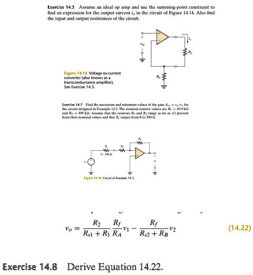 SOLVED: Exercise 14.5: Assume an ideal op amp and use the summing-point constraint to find an ...