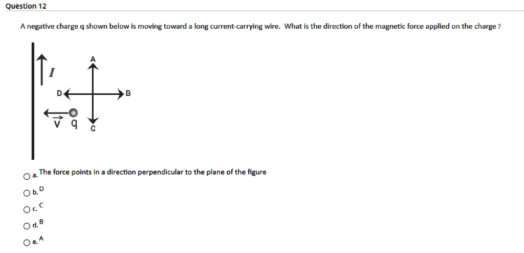 SOLVED: Question 12 A negative charge shown below is moving toward long ... SOLVED: Question 12 A negative charge shown below is moving toward long ...