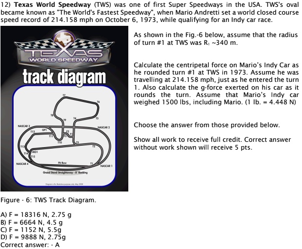 SOLVED: Texas World Speedway (TWS) was one of the first Super Speedways ...