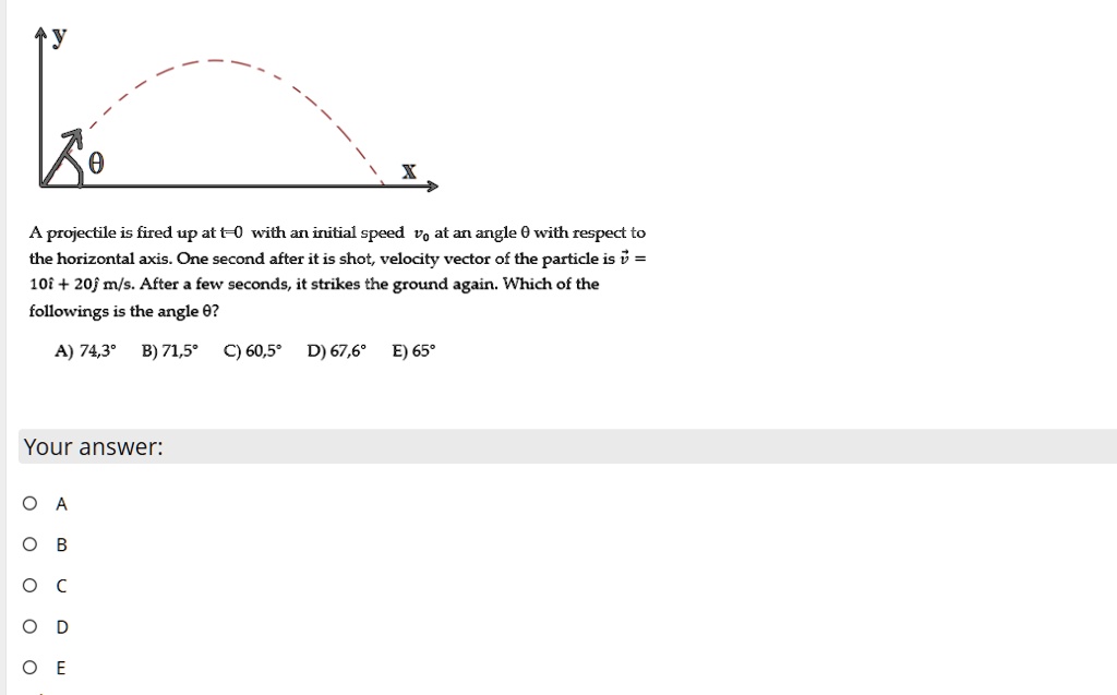 SOLVED: A projectile is fired up att-0 with an initial speed Vo at an angle 0 with respect to ...