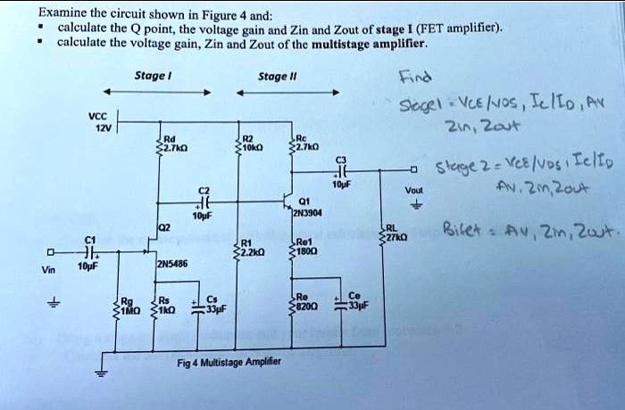 Examine the circuit shown in Figure 4 and: • calculate the Q point, the ...