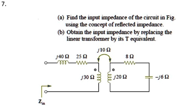 SOLVED: Find the input impedance of the circuit in Fig using the concept of reflected impedance ...