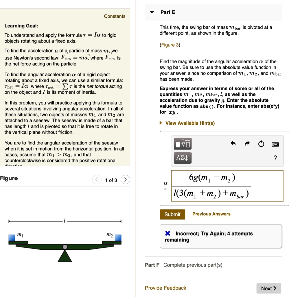 part e constants learning goal to understand and apply the formula 7 ia to rigid objects ...