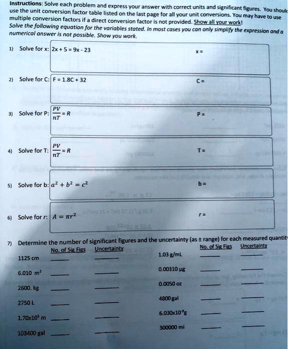SOLVED:Insstructions: Solve cach problem and express your answer with ...