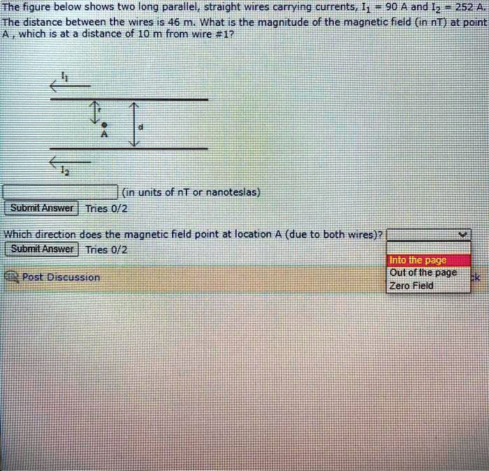SOLVED:The figure below shows two long parallel, straight wires ...