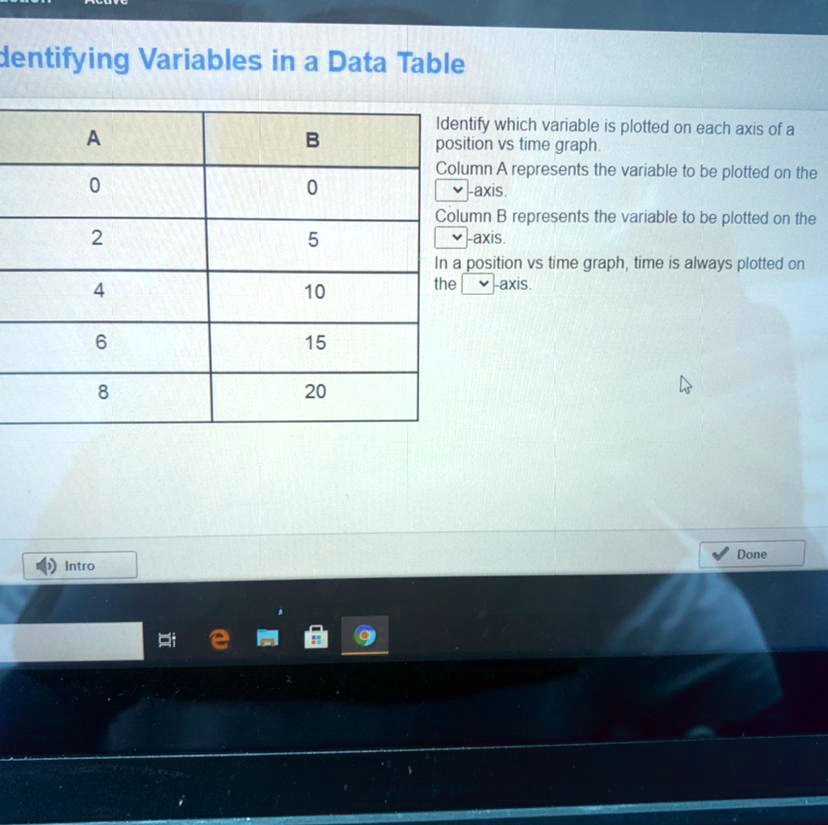SOLVED: 'SCIENCE ANSWER ASAP PLEASE!! Jentifying Variables in a Data Table Identify which ...