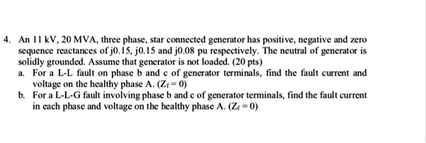SOLVED: An 11 kV, 20 MVA, three-phase, star-connected generator has ...