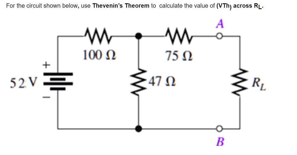 SOLVED: For the circuit shown below, use Thevenin's Theorem to ... SOLVED: For the circuit shown below, use Thevenin's Theorem to ...