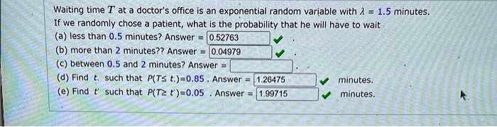 SOLVED: Waiting time T at a doctor's office is an exponential random ...