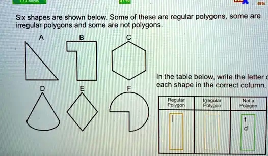 Six shapes are shown below: Some of these are regular polygons, some ...