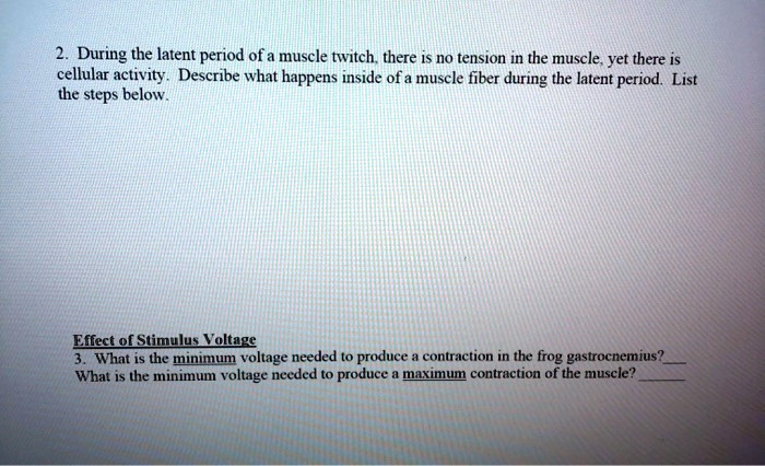 SOLVED: During the latent period of a muscle twitch, there is no ...