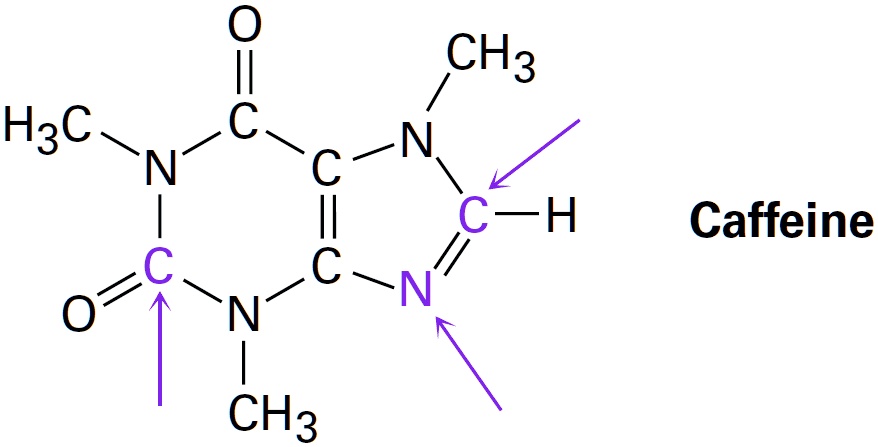 complete the electron dot structure of caffeine showing all lone pair ...