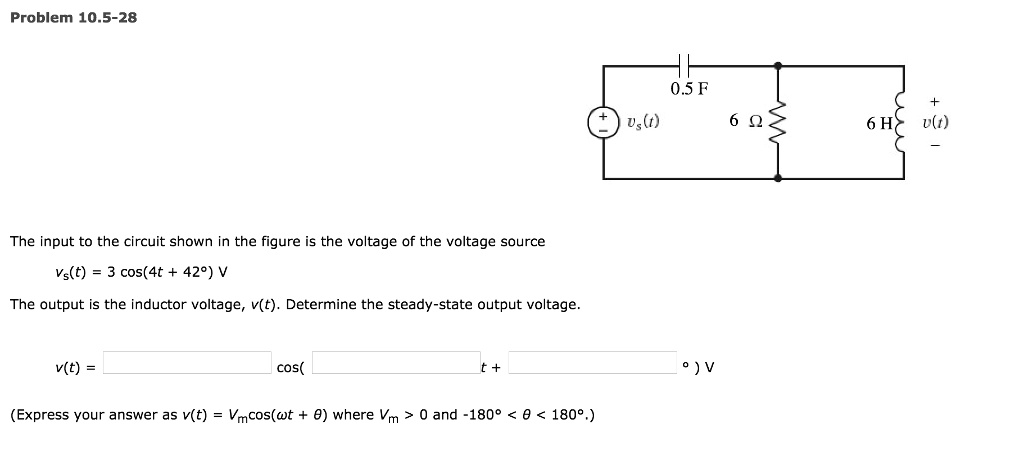 SOLVED: Problem 10.5-28 The input to the circuit shown in the figure is the voltage of the ...