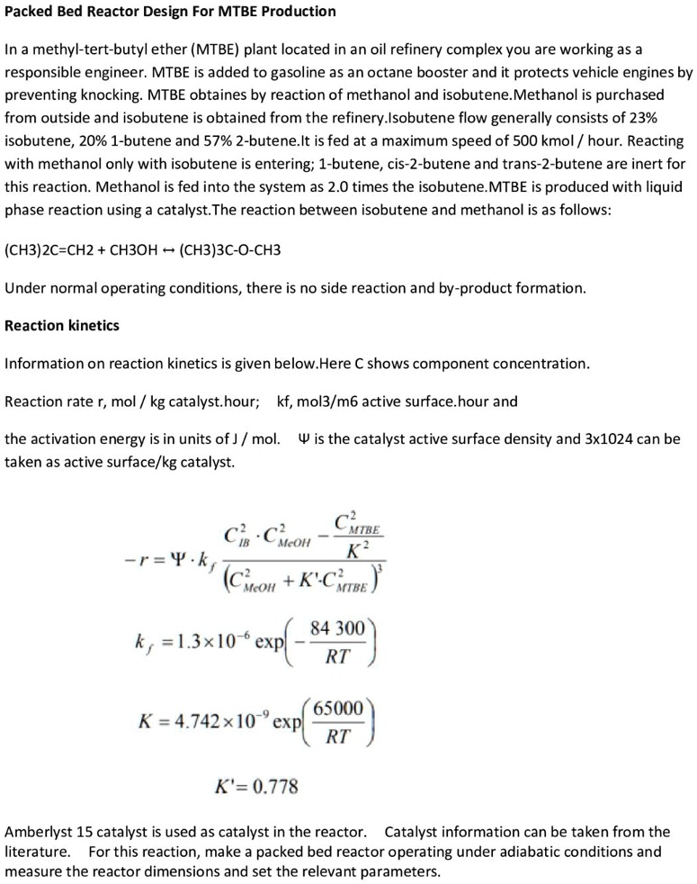 using the buffer flow model size a packed bed catalytic reactor for mtbe production packed bed ...