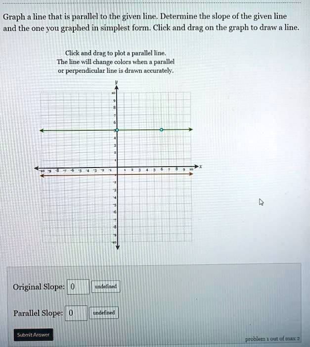 SOLVED: Graph a line that is parallel to the given line. Determine the slope of the given line ...