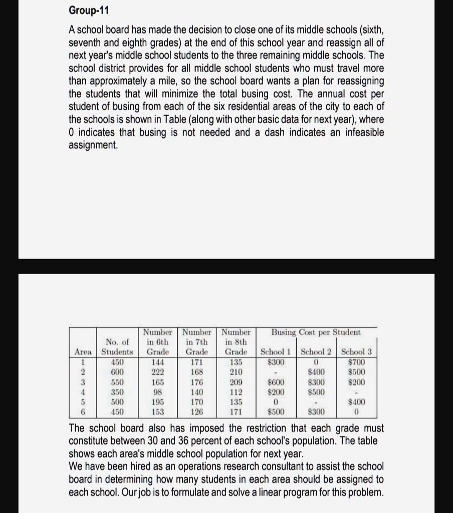 SOLVED: Group-11 A school board has made the decision to close one of ...