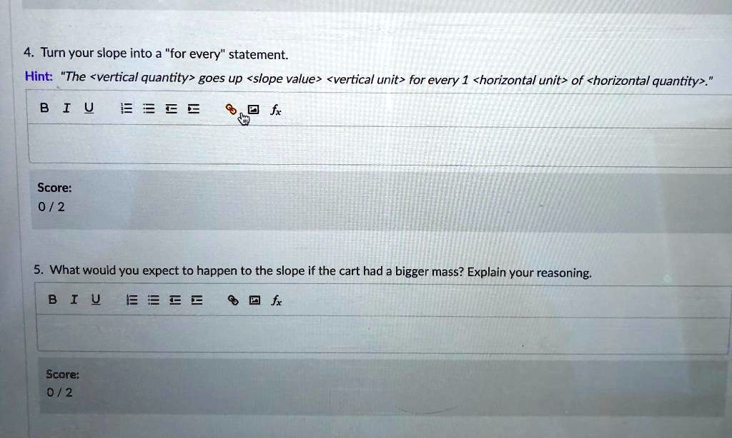 turn your slope into a for every statement hint the vertical quantity ...