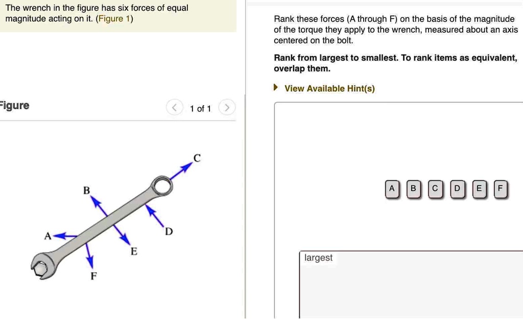 the wrench in the figure has six forces of equal magnitude acting on it ...