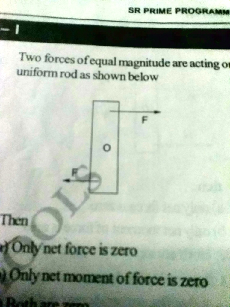 SOLVED: Two forces of equal magnitude are acting on a uniform rod as ...