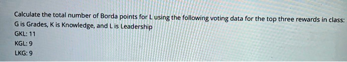 Calculate the total number of Borda points for using … - SolvedLib