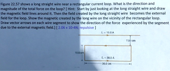 SOLVED: Figure 22.57 shows long straight wire near rectangular current loop What is the ...
