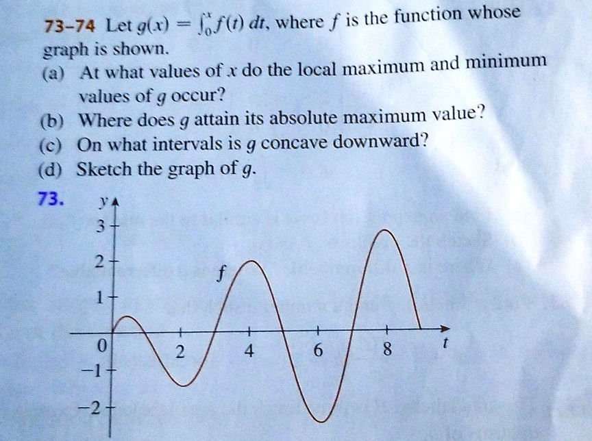 SOLVED: 73-74 Let %6.) = Cft) dt. where f is the funetion whose graph is shown: At what values ...