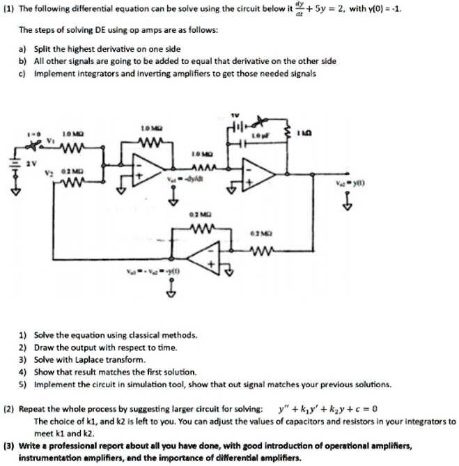 1) The following differential equation can be solve using the circuit ...