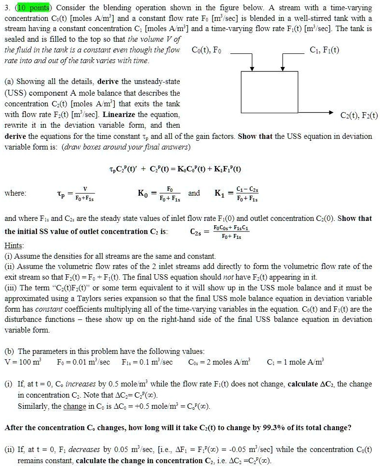 SOLVED: 3.10 points Consider the blending operation shown in the figure ...