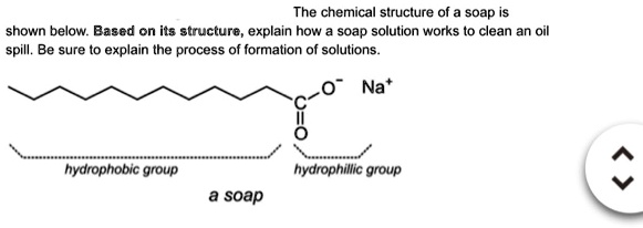 SOLVED: The chemical structure of = soap is shown below Based on its structure explain how soap ...