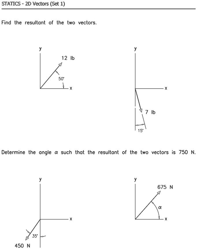 statics 2d vectors set 1 find the resultant of the two vectors ...