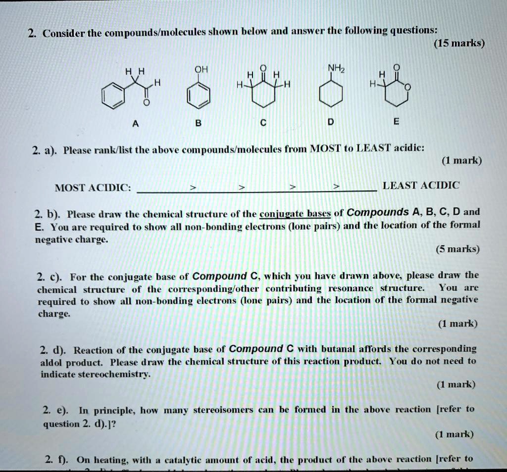 2 consider the compoundsmolecules shown below and answer the following ...