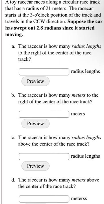 SOLVED: A toy racecar races along a circular race track that has a ...