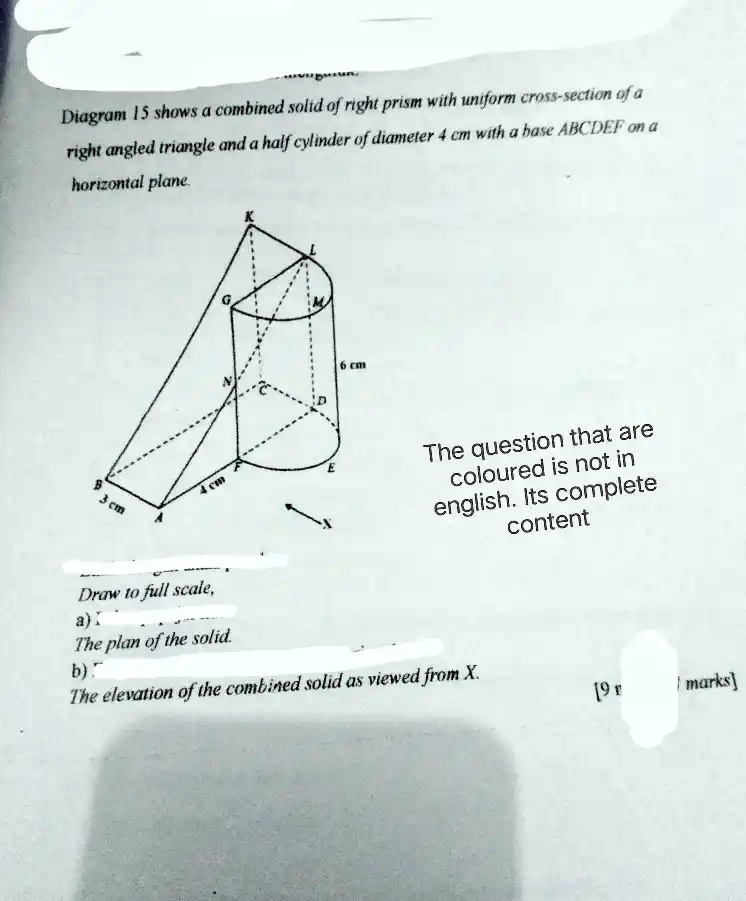 Diagram 15 shows a combined solid of right prism with uniform cross ...