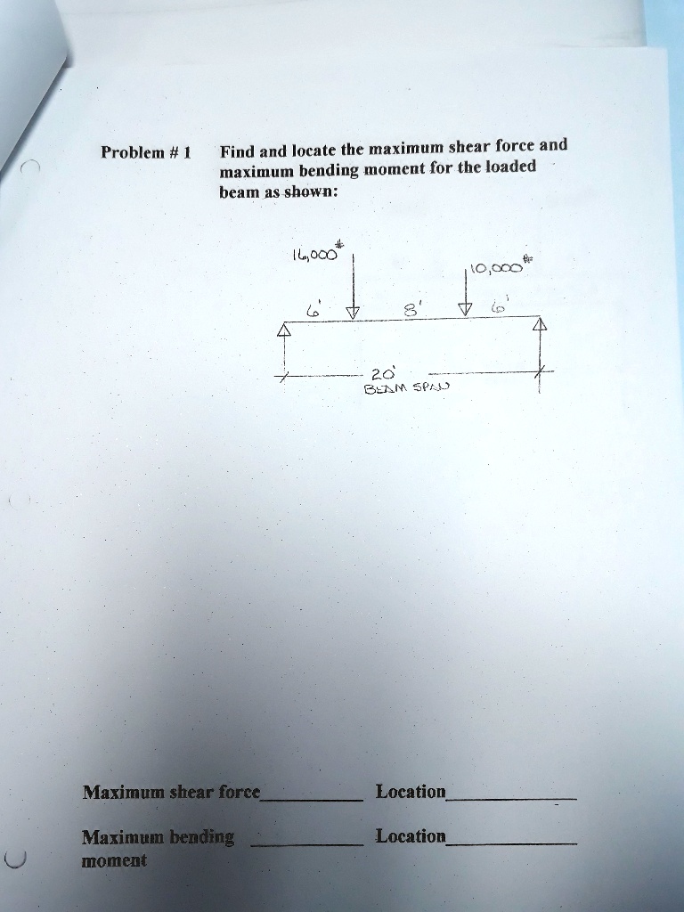 SOLVED: Find and locate the maximum shear force and maximum bending ...