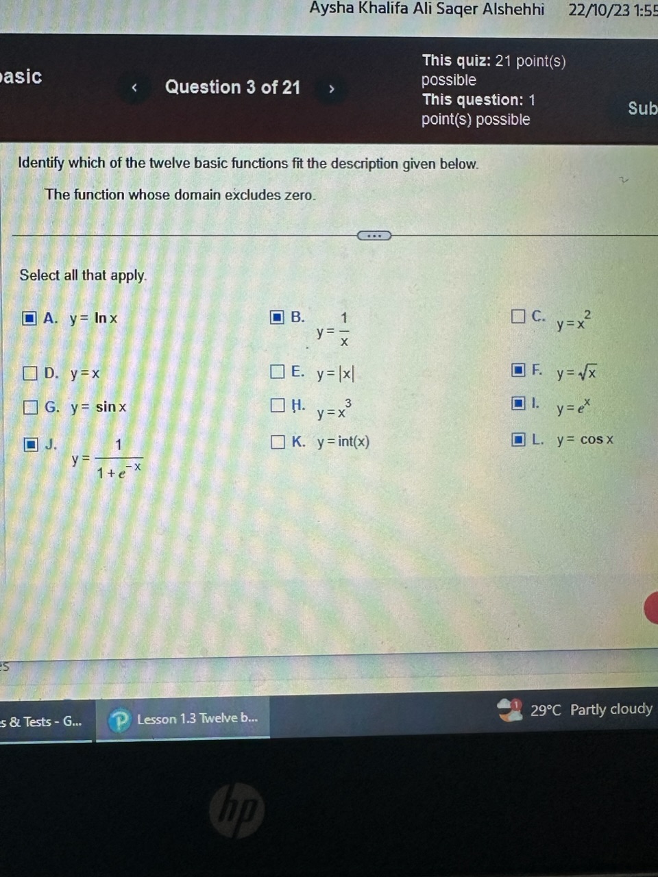 SOLVED: Aysha Khalifa Ali Saqer Alshehhi 22 / 10 / 231: 55 This quiz: 21 point(s) possible This ...