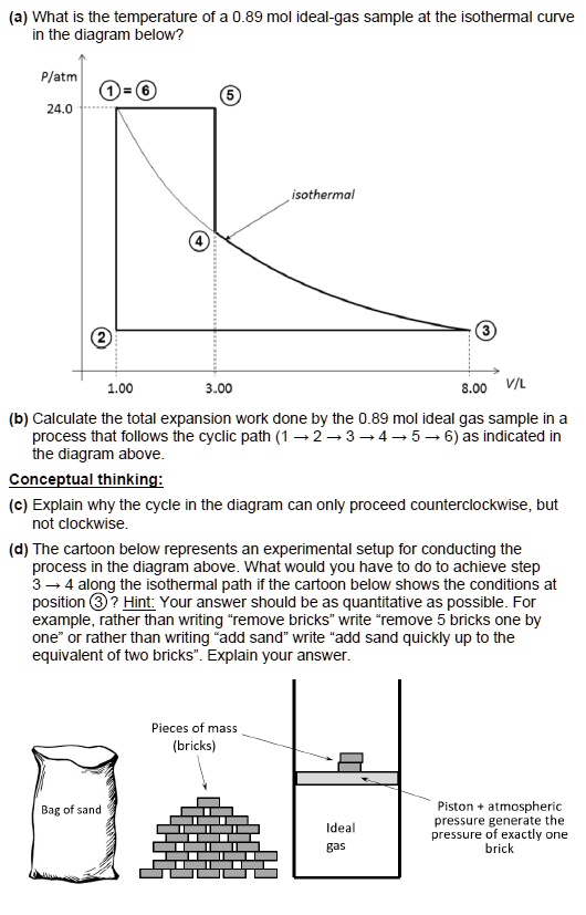 (a) What is the temperature of a 0.89mol ideal-gas sample at the ...