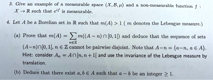 give an example of measurable space x b04 and non measurable function x ...