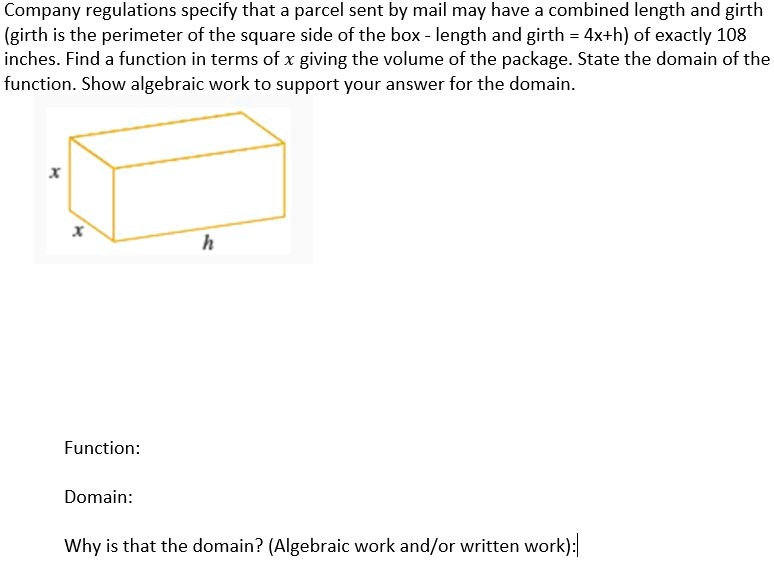 SOLVED: Company regulations specify that a parcel sent by mail may have ...