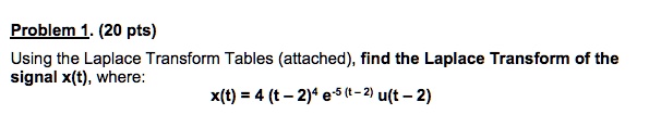 SOLVED: Problem 1: (20 pts) Using the Laplace Transform Tables ...