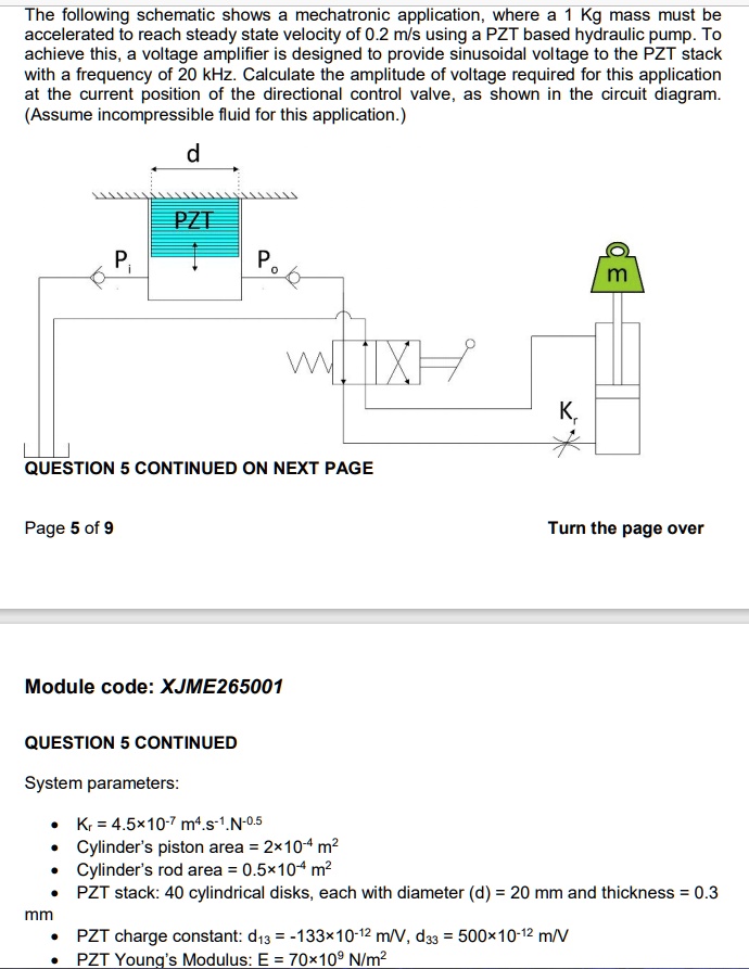 SOLVED: The following schematic shows a mechatronic application, where a 1 kg mass must be ...