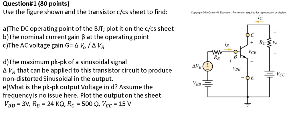 SOLVED: Use the figure shown and the transistor characteristics sheet to find: or display ic a ...