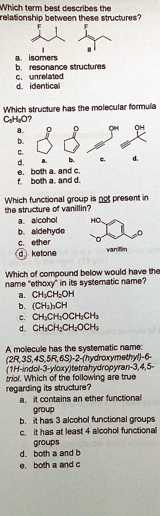 which term best describes the relationship between these structures isomers resonance structures ...